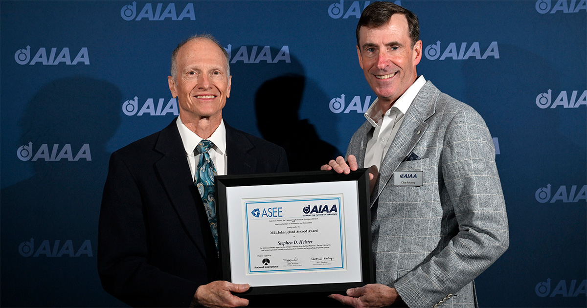 J. Leland Atwood award presented to Purdue professor Stephen Heister at ...