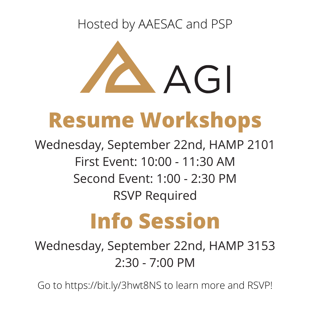 AGI Info Session and Resume Workshops - AAE Flight Plan Newsletter ...