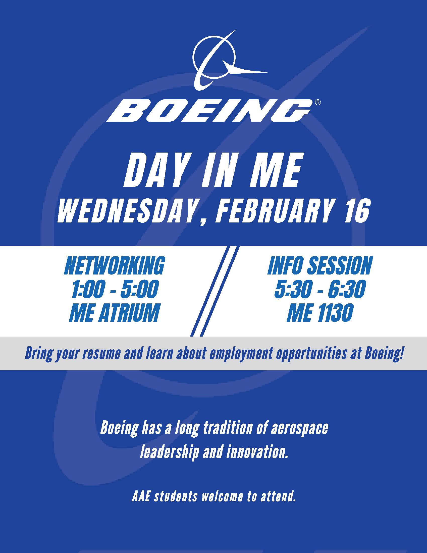 Boeing Day Event - 2/16 - AAE Flight Plan Newsletter - Purdue University