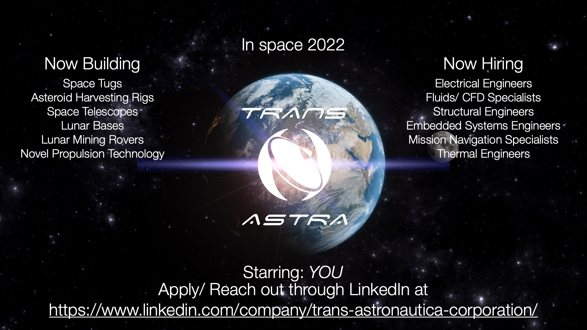 TransAstra - Hiring Engineers Immediately! - AAE Flight Plan Newsletter ...