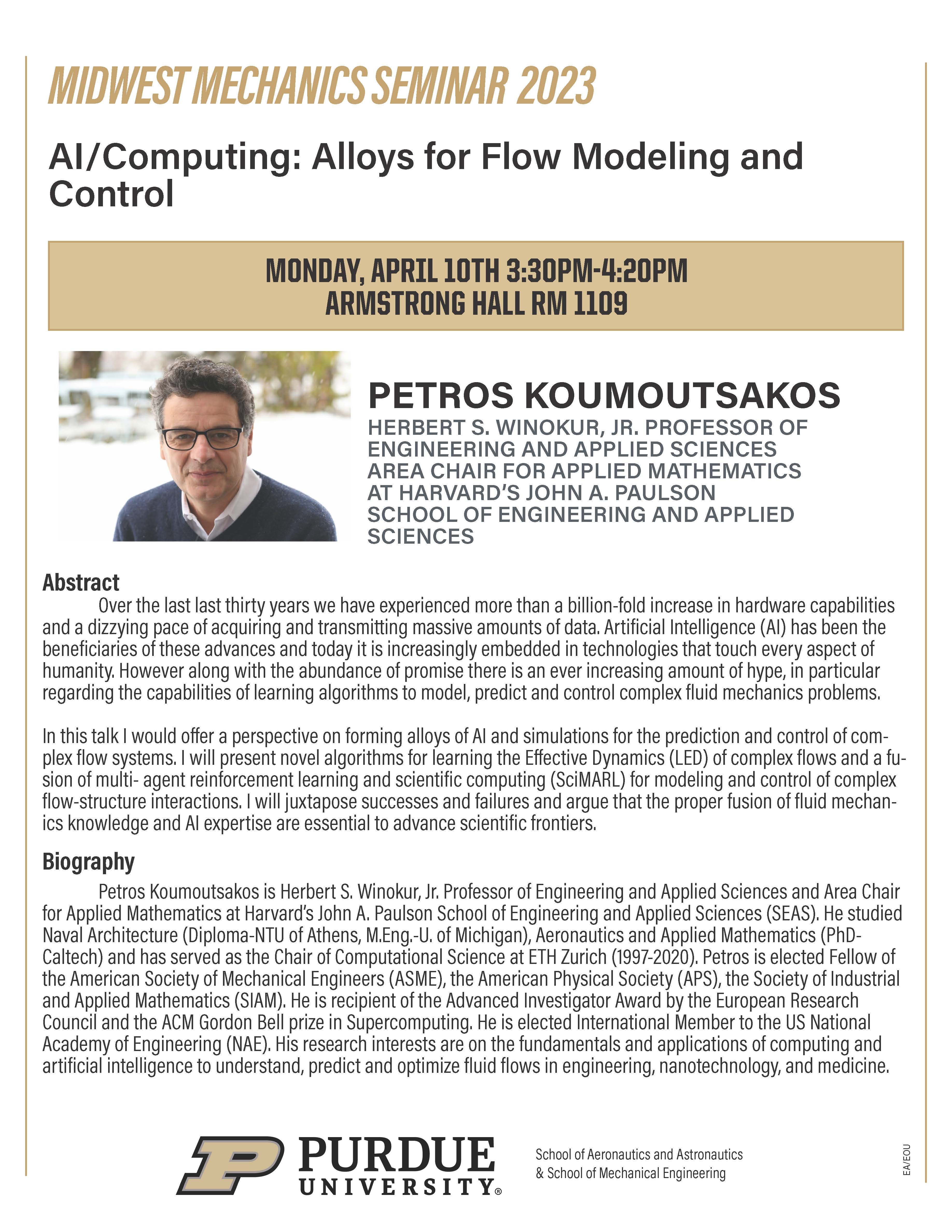 Midwest Mechanics Seminar Presents Petros Koumoutsakos – 4/10 - AAE Flight Plan Newsletter ...