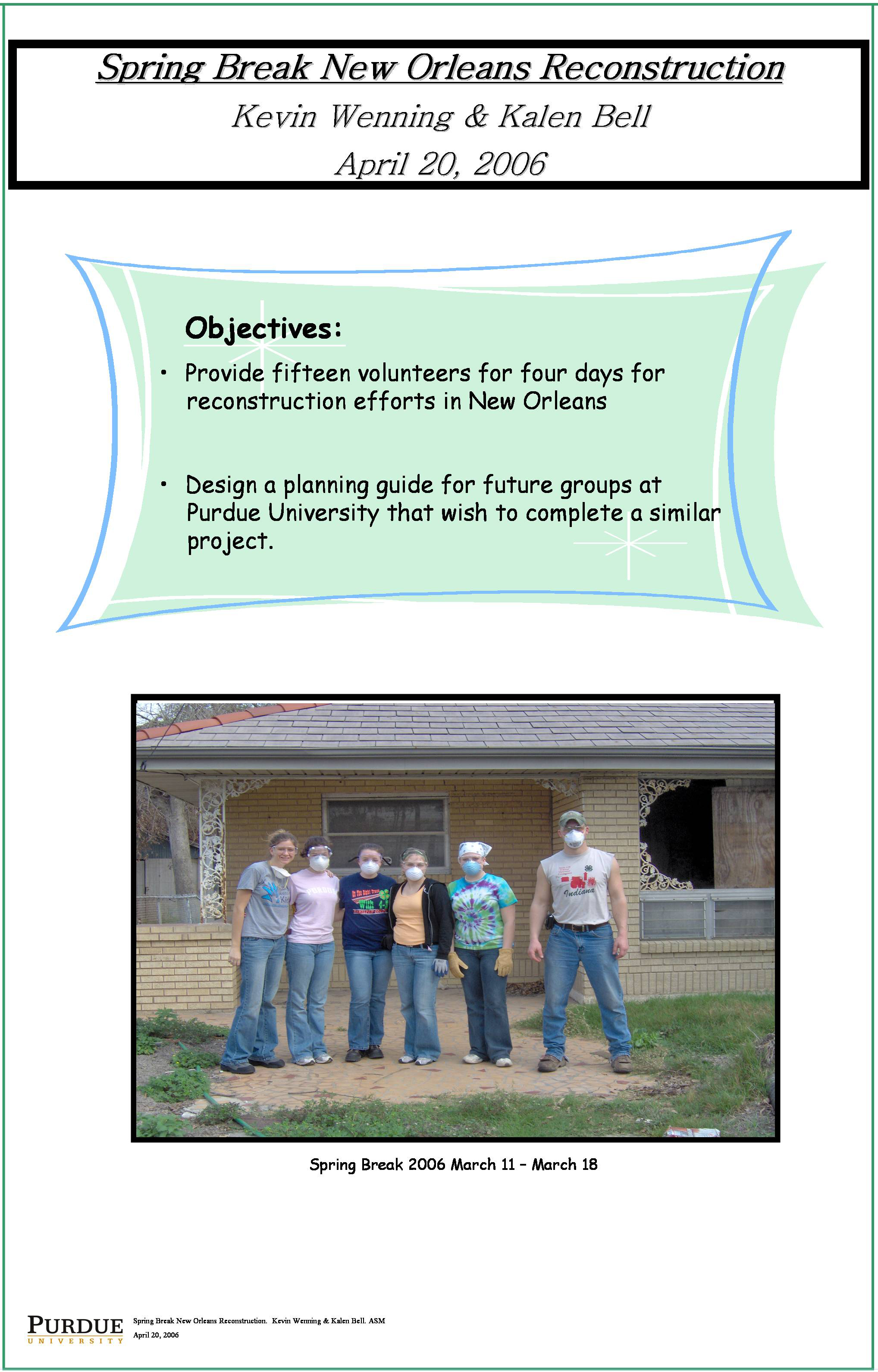 Spring Break New Orleans Reconstruction - Agricultural & Biological ...