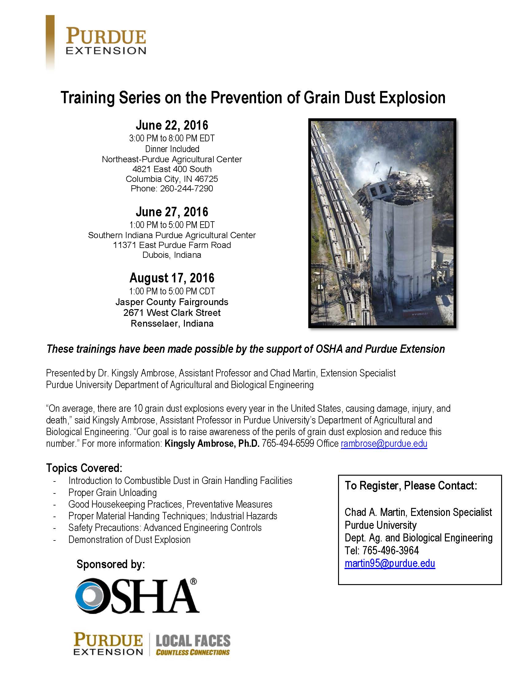 Training Series on the Prevention of Grain Dust Explosion ...
