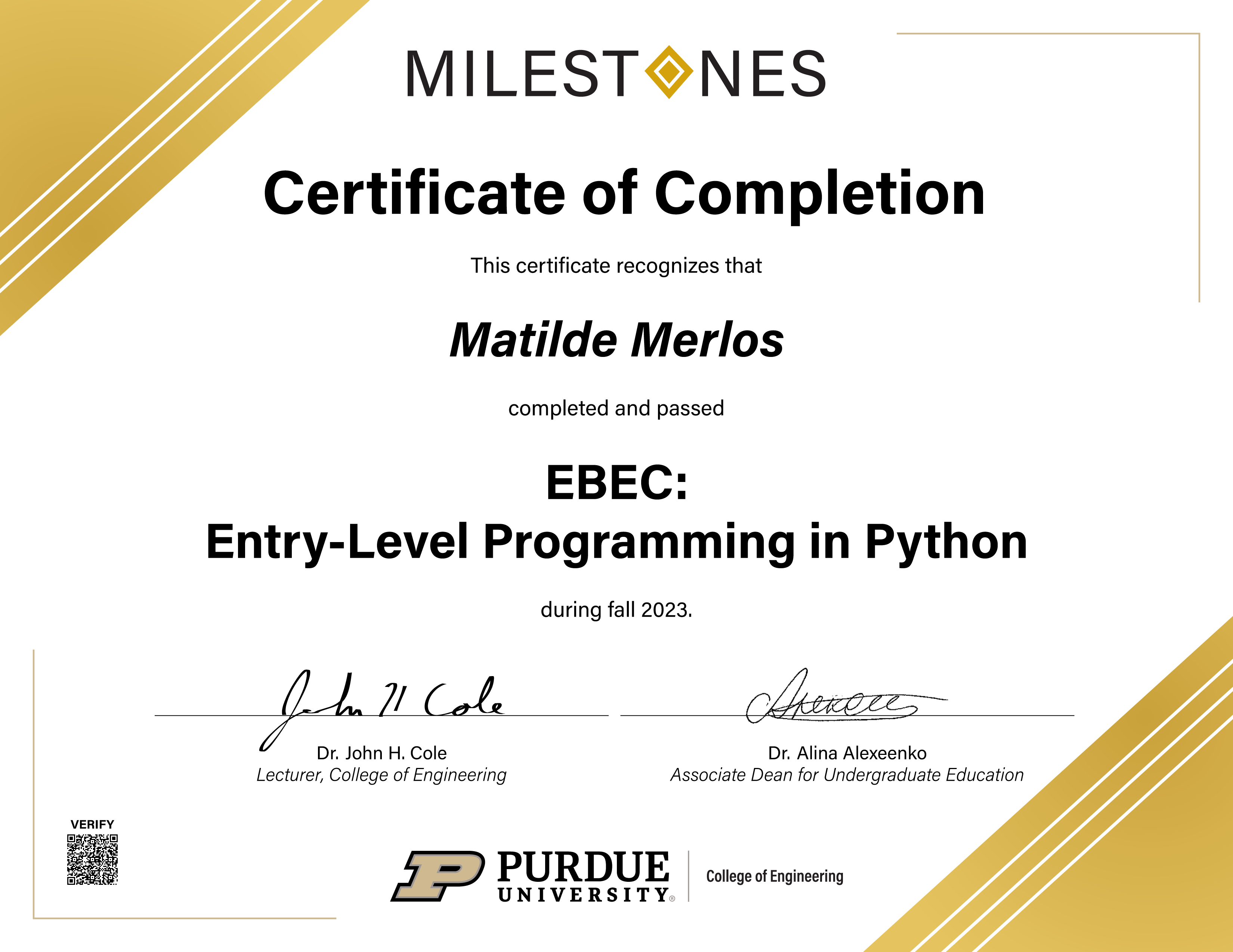 Matilde Merlos - Cybersecurity and Systems Analysis & Design Major @ Purdue University | LinkedIn