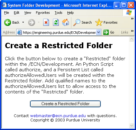 Zope: Creating a Restricted Folder — Engineering Computer Network