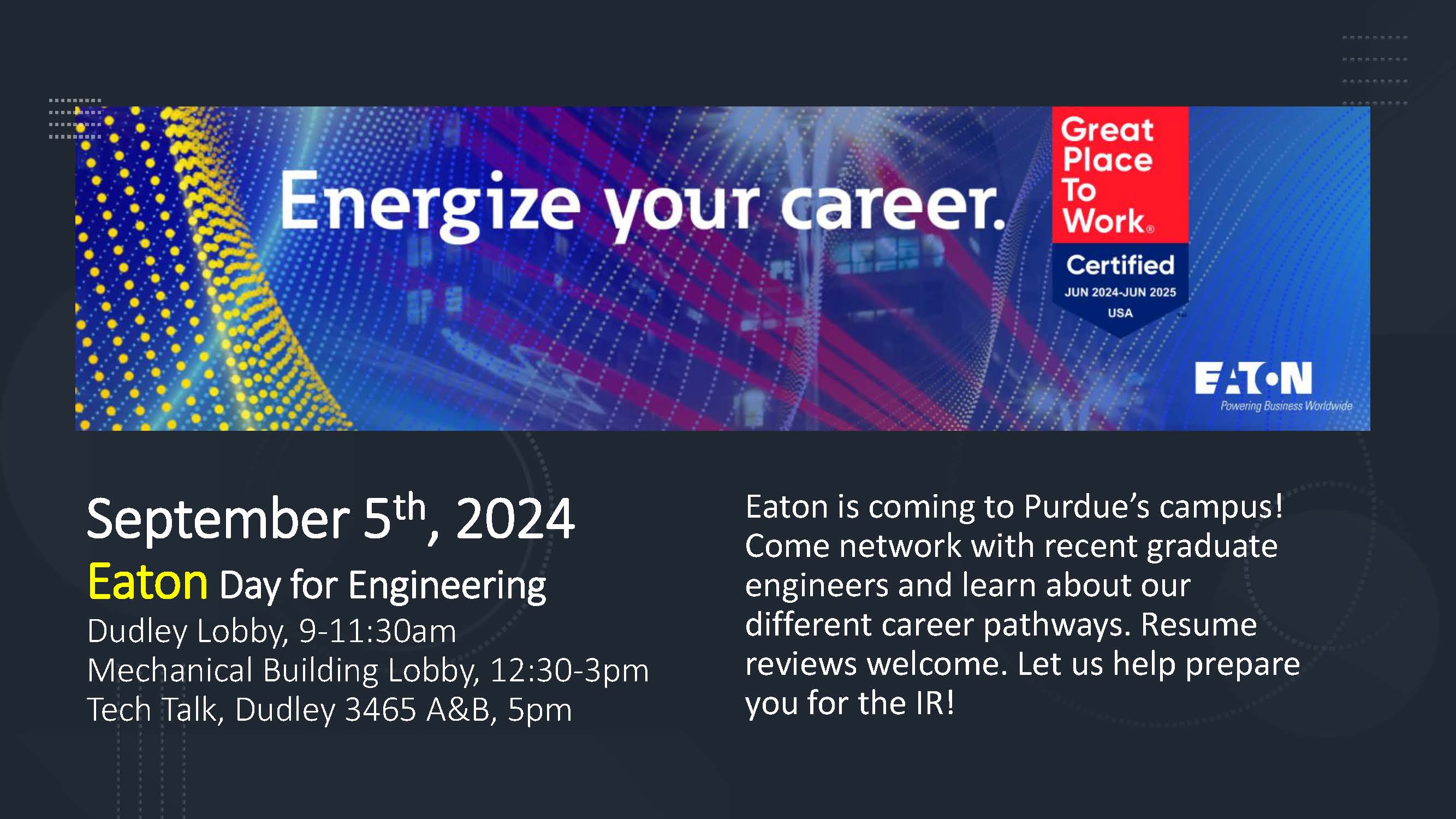 Eaton Company Day - Edwardson School of Industrial Engineering - Purdue ...