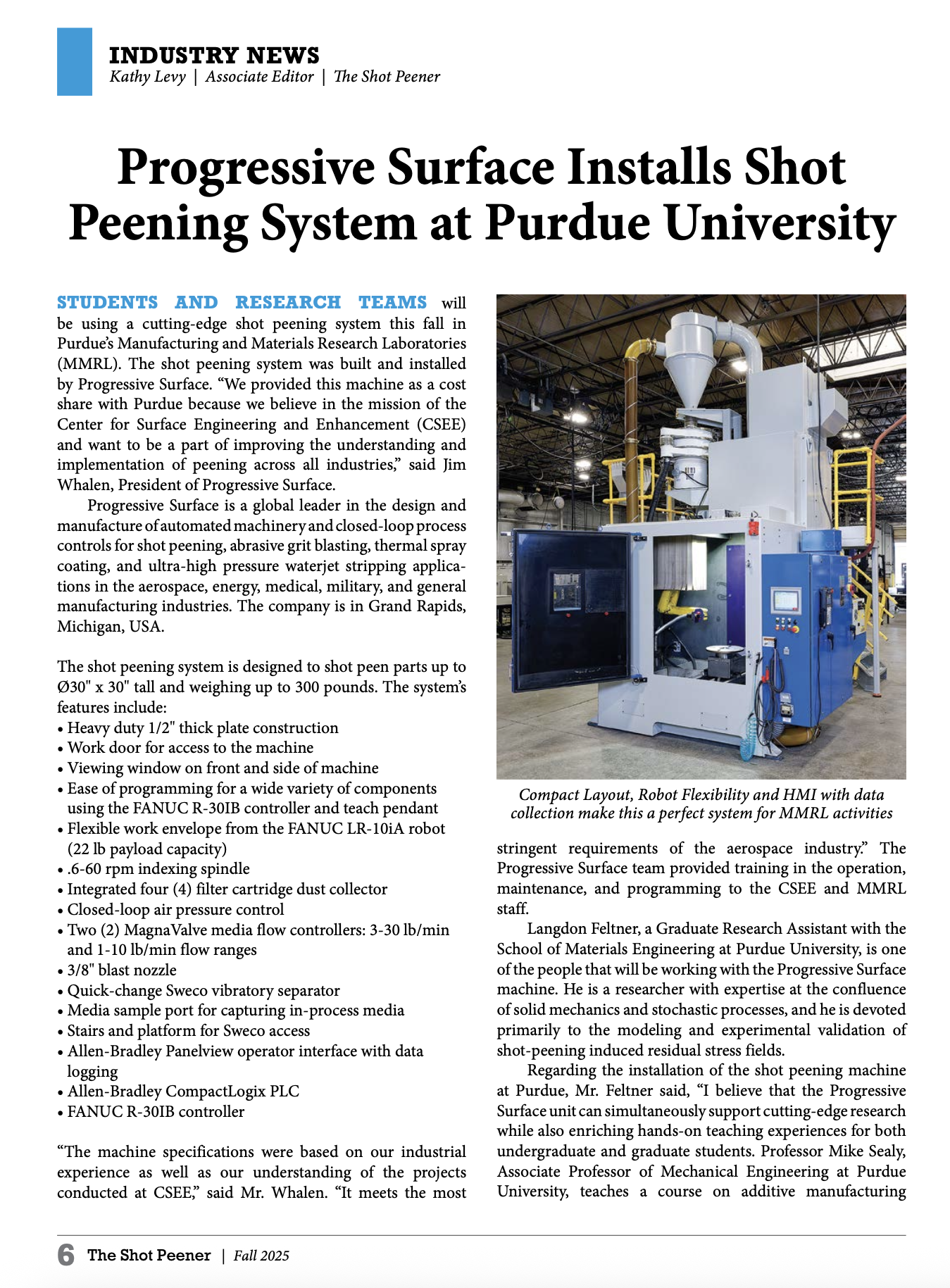Progressive Surface Installs Shot Peening System at Purdue University ...