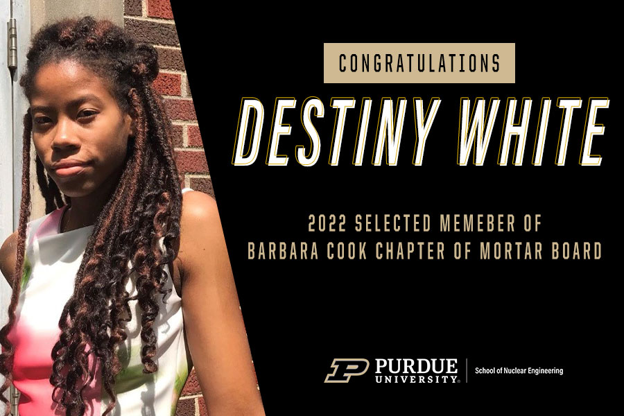 Mortar Board taps NE undergrad Destiny White - Nuclear Engineering ...