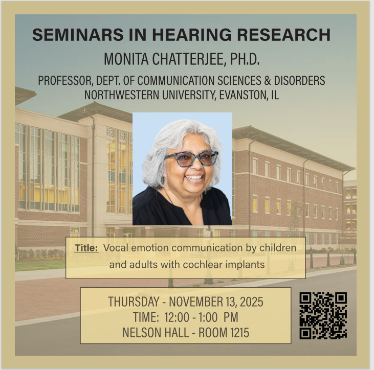 SLHS Seminars in Hearing Research: Dr. Monita Chatterjee - Purdue ...