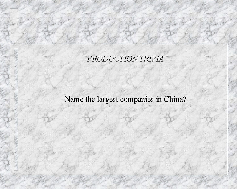 Production Trivia